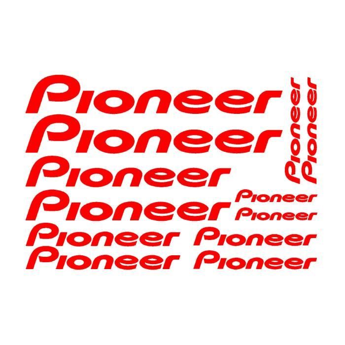 12 stickers PIONEER – ROUGE – 80 à 250mm RENAULT PEUGEOT CITROEN VW ...