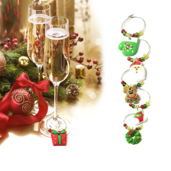 18 PCS De Noël Sur Le Thème En Verre Charms Vin Gobelet Anneaux avec ...