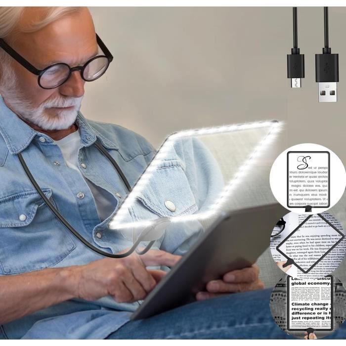 Loupe à main libre 5X,Loupe Eclairante,col de cygne flexible,Loupe de Lecture pour Malvoyant ...