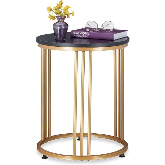 Table d’appoint Marmo, métal et MDF, Bout de canapé Rond, Salon ...