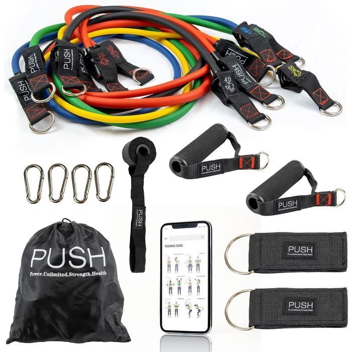 Kit Élastique Musculation Fitness + Guide Exercices, 6X Bandes De Résistance + 5X Bandes ...