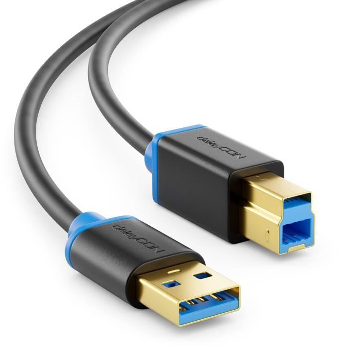 1,5m USB 3.0 Super Speed Câble Connecteur USB A Vers USB B Câble de Données Jusqu'à 5 Gbit-s ...