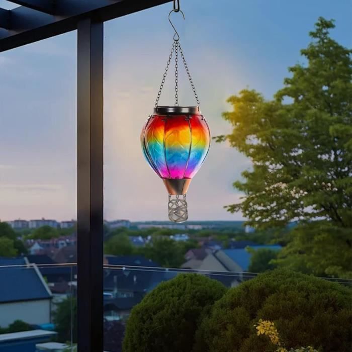 Lampe solaire montgolfière | Lanterne solaire de jardin en montgolfière | Lampes solaires ...
