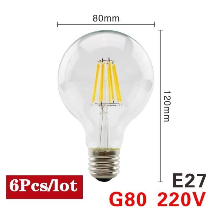 AMPOULE LED,G80 E27-4W-Pas de-Cold white--Ampoule à bougie LED, Vintage ...