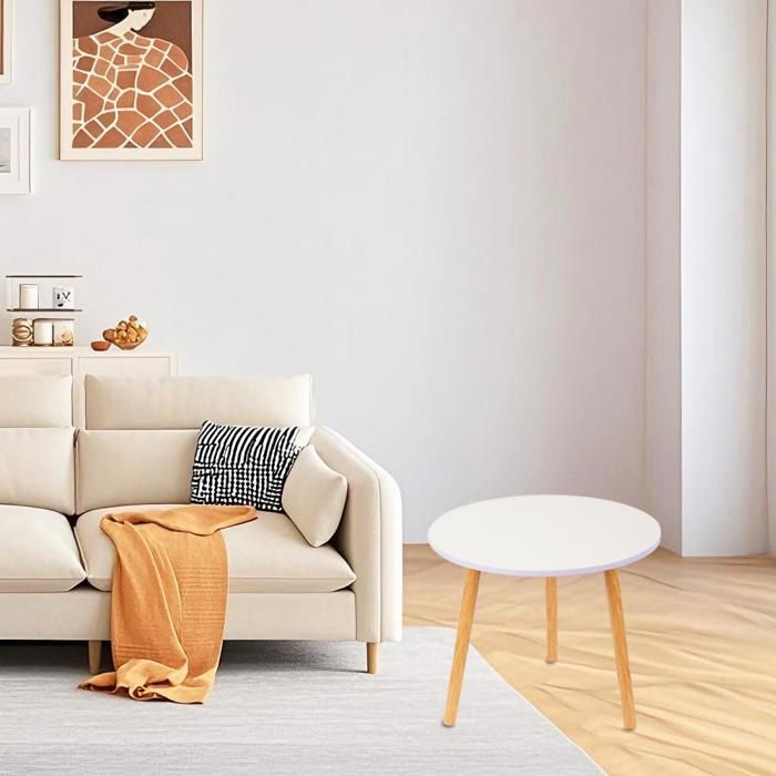 XJING-Mini Table basse-Table de lit-Blanche-Ronde-Pour travailler, lire ...