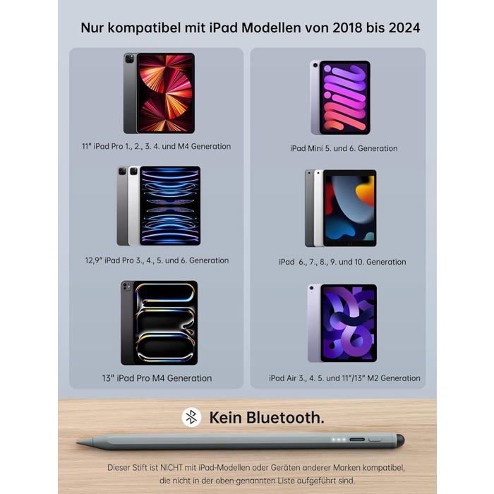 Stylet Pour Ipad Apple 2018-2025 Avec Embout En Caoutchouc Fonction De ...