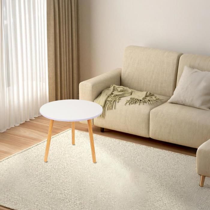 XJING-Mini Table basse-Table de lit-Blanche-Ronde-Pour travailler, lire ...