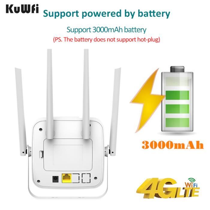 Ver-1 - Routeur Wi-Fi CPE sans fil, 4G, 3000mAh, 150Mbps, CAT4, port RJ45, emplacement pour ...
