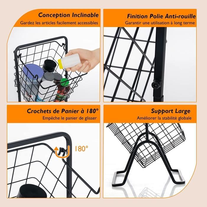 GOPLUS Support de Panier de Légumes&Fruits, 30L*27.5W*106.5Hcm,Étagère ...