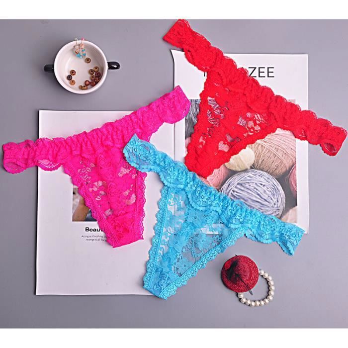 Culotte-slip,Strings sexy en dentelle transparente pour femmes,lingerie haute audio,grande ...