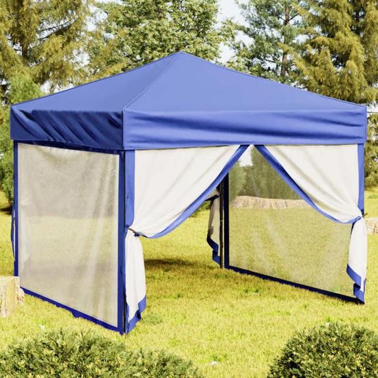 CLARENCE® Tente de réception - Barnum pliable - avec parois Bleu 3x3 m LL76 - Cdiscount Jardin