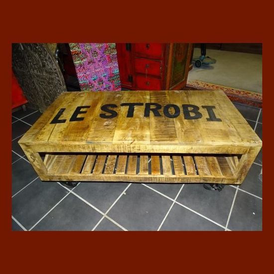 Table basse industrielle roues acier - Cdiscount Maison