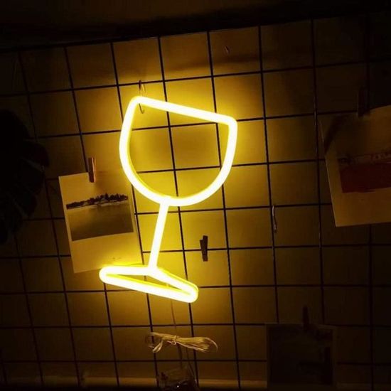 Néon lumière led forme de verre à vin usb enseigne lumineuse led ...