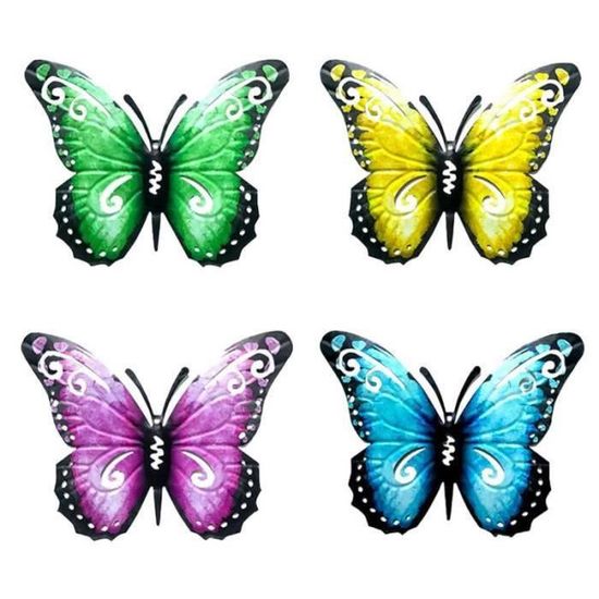 ZX23964-Papillon en métal Art mural décor coloré papillon mur suspendu ...