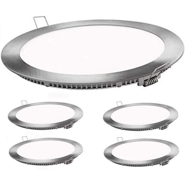 Plaque Led Ronds Et Plats 20W (Pack 5) Downlight Led Cadre Argenté ...