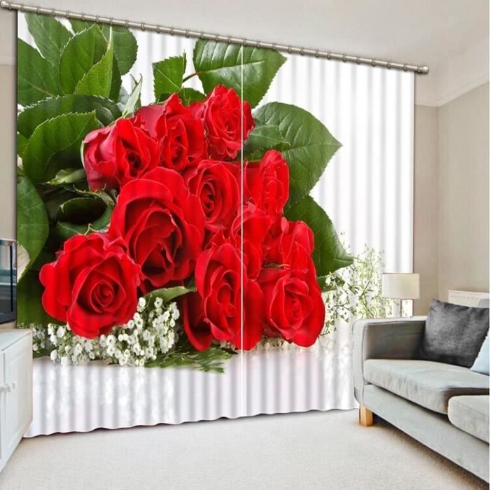 Rideau Occultant Rouge - Bouquet De Roses Rouges 3D - 100x140cm ...