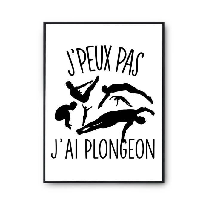 Affiche - Premium - Plongeon - Humour - A2 - Blanc - Décoration murale ...