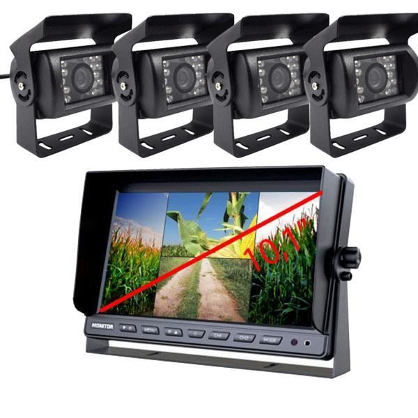 Yatek Lot de 4 caméras de recul couleur et 1 écran 10,1" Pour véhicules ...