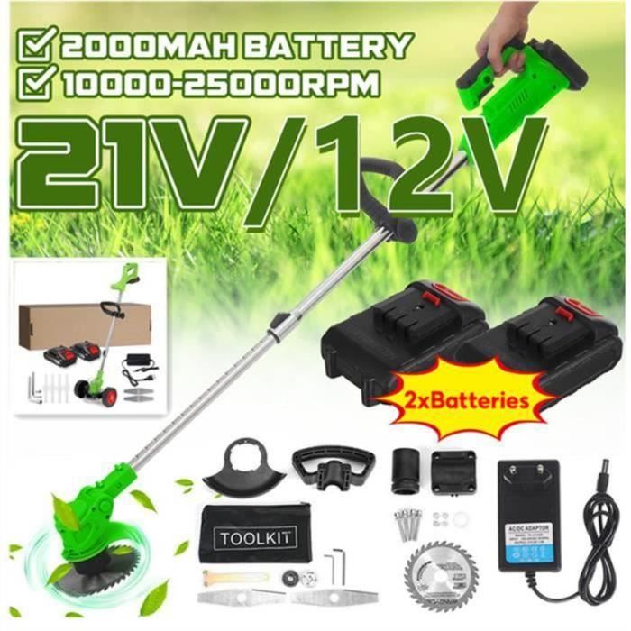 Coupe Bordures électrique Sans Fil 2 Batteries Rechargeable Débroussailleuse Coupe-herbe ...