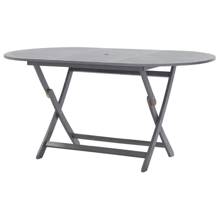 TAM Table pliable de jardin 160 x 85 x 75 cm Bois d'acacia massif 85816 ...