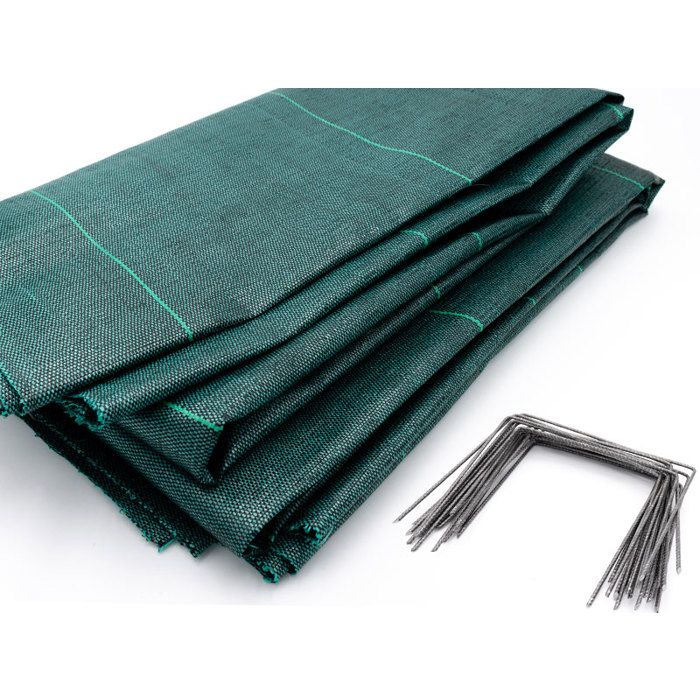 Kit : Toile de paillage 130g/m² verte + agrafes 130g/m² 2.10m x 10m Vert - Cdiscount Jardin