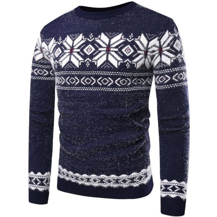 Noël Pull homme de Marque luxe pull à col rond et imprimé flocon de ...