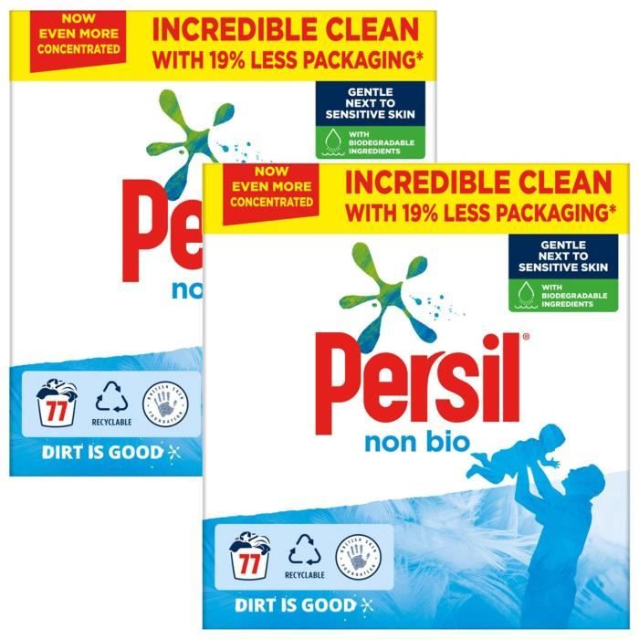 Lessive en poudre Persil Non-Bio douce pour les peaux sensibles - 2x ...