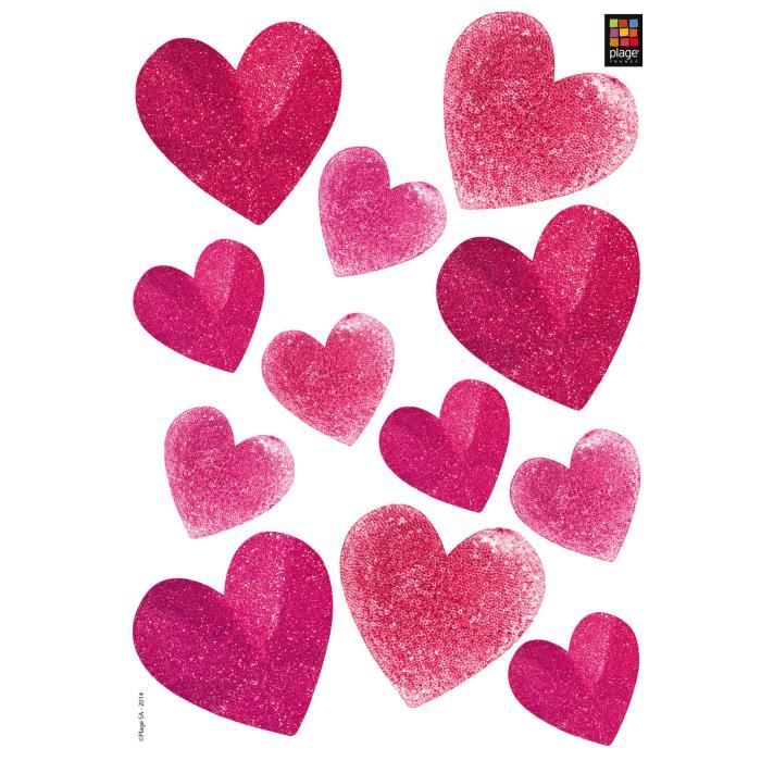 Sticker autocollant décoratif, illustration glamour de jolies coeurs ...