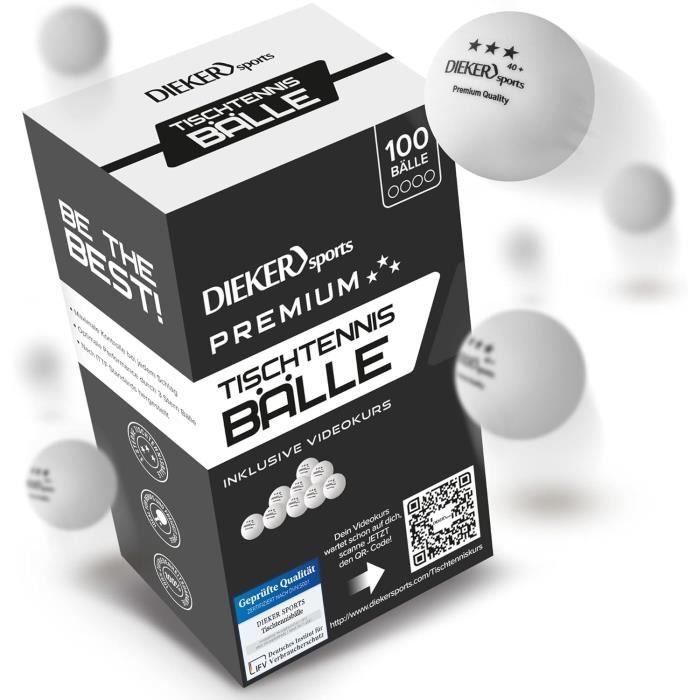 Dieker Sports Balles de tennis de table de qualité supérieure 3 étoiles ...
