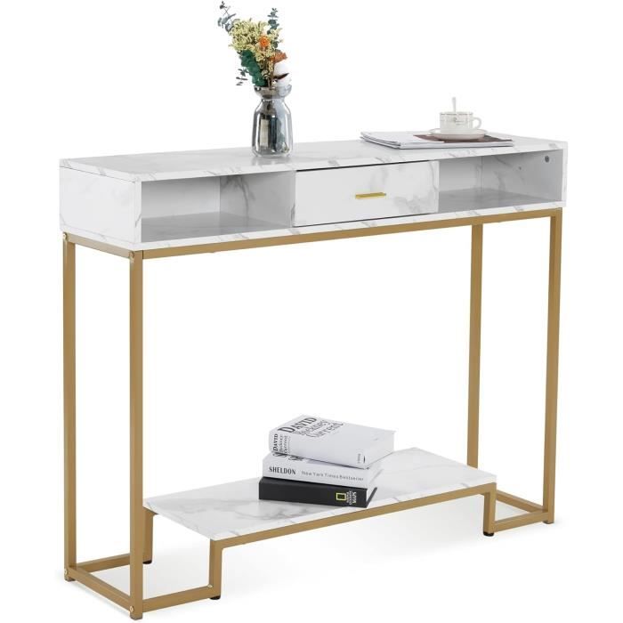 M MCombo Table Console étroite avec tiroirs, Table d'appoint Moderne ...