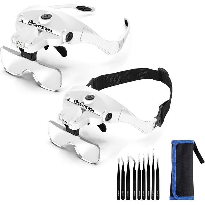 Lightswim Loupe de tête à LED, loupe de Serre-tête Mains Libres Rechargeable avec Support de ...
