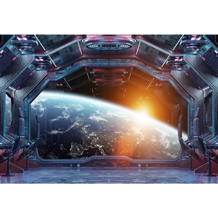 3X2M Vaisseau Spatial Fenêtre Vue Toile De Fond Extérieur Espace ...