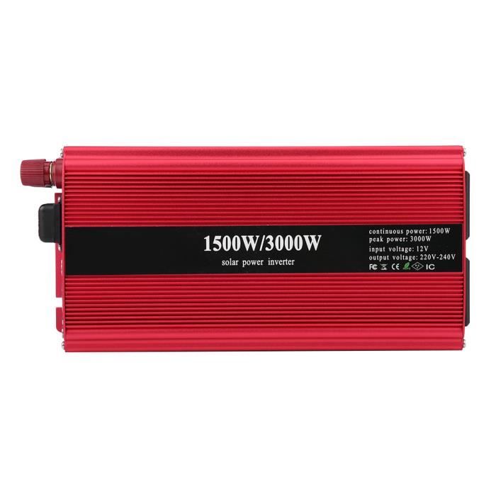 VINGVO Onduleur de puissance 1500W DC 12V à AC 220V Puissance de crête 3000W Convertisseur d ...