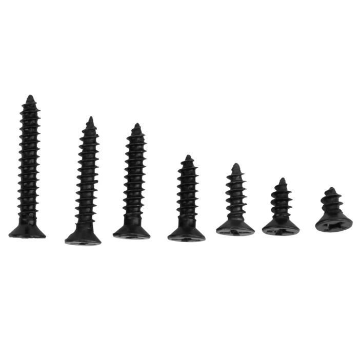 Zerone vis cruciforme 480 pièces vis autotaraudeuses M3 tête plate croix en acier au carbone ...