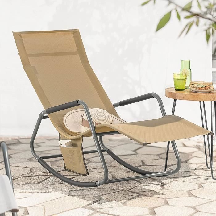 SoBuy OGS47-KA Fauteuil à Bascule Transat de Relaxation Chaise Longue ...