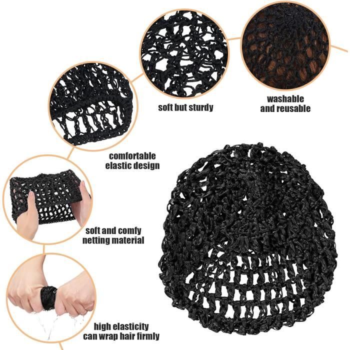Lot De 4 Filets À Cheveux Pour Dormir Dans Un Bonnet Au Crochet En ...