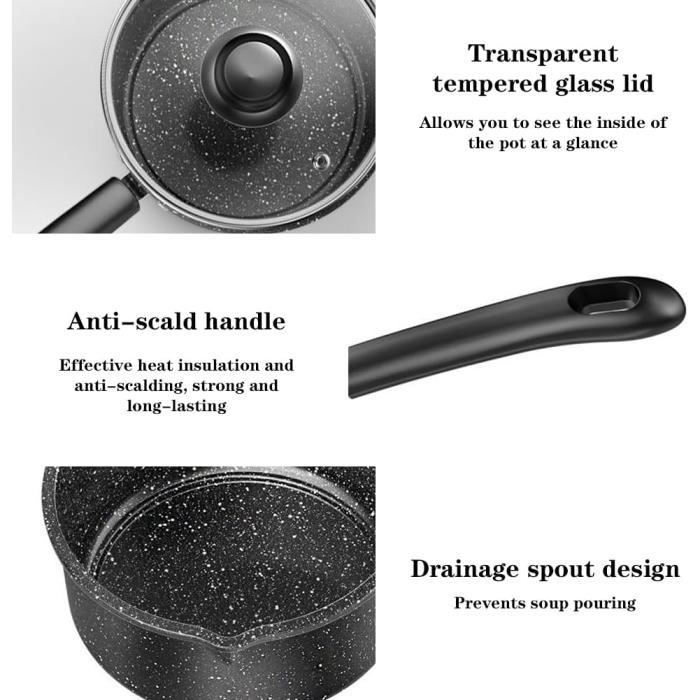 Casserole Anti-Adhésive Avec Couvercle, 16 Cm, Pour Induction ...