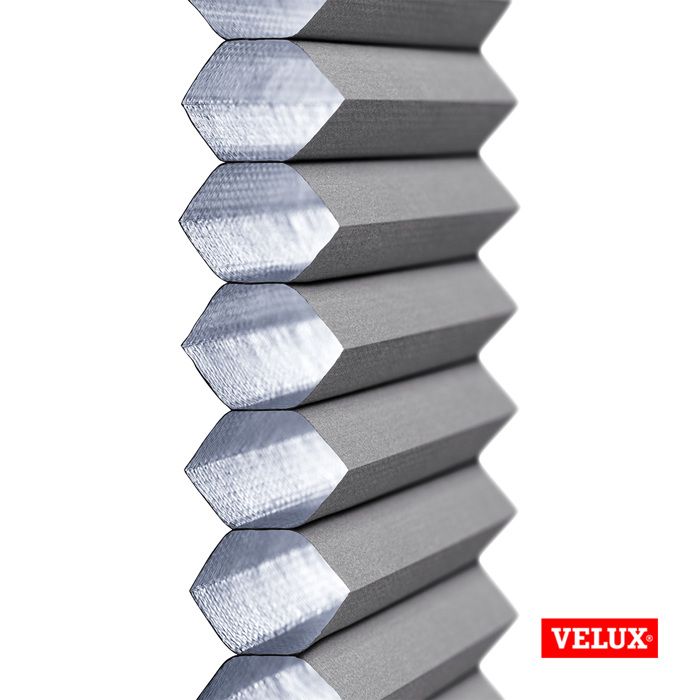VELUX Store Plissé Occultant et Isolant Noir Charbon, Cadre Argenté ...