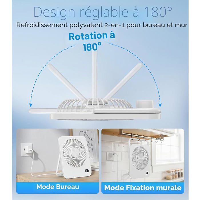 Ventiteur de Table,Ventiteur de Bureau Silencieux USB (non rechargeable ...