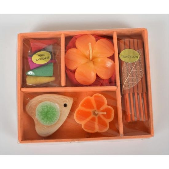Coffret Encens cône bâtons + bougie céramique - L 13 x l 10 x H 2 cm ...