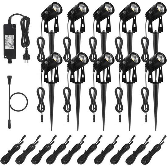 Lot de 10 Spots LED Extérieur 12V, Lampes de Jardin Etanche IP65 10 x ...