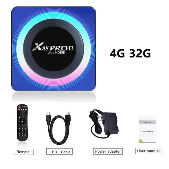 Box multimedia - LEMFO - X88Pro 13 - Android 13 - WiFi 6 - Support 8K - Bluetooth - Set Top Box ...