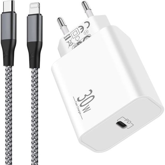 Embout Chargeur Iphone Rapide (Pd-Qc-Pps) Et Câble Iphone, Prise ...