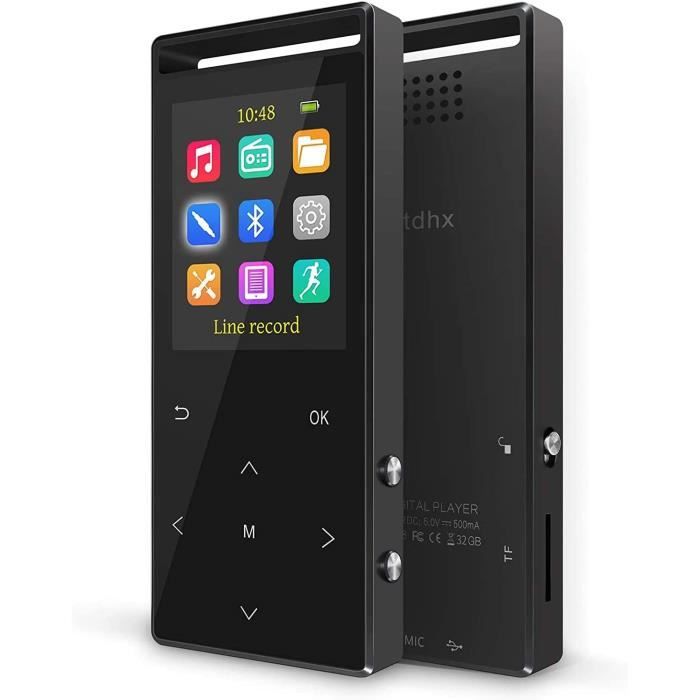 Lecteur MP3, lecteur MP3 32 Go avec Bluetooth, enregistrement FM ...