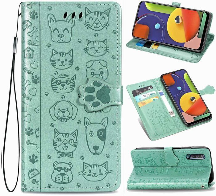 Coque chat et chien Samsung Galaxy A70/A70S en cuir PU, avec support ...