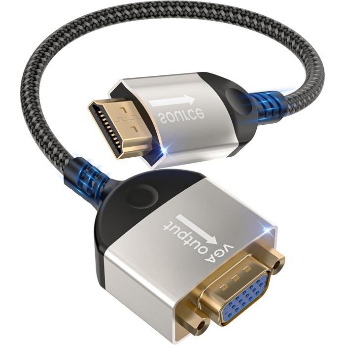 Adaptateur HDMI vers VGA,Adaptateur HDMI unidirectionnel 1080p à 60 Hz ...
