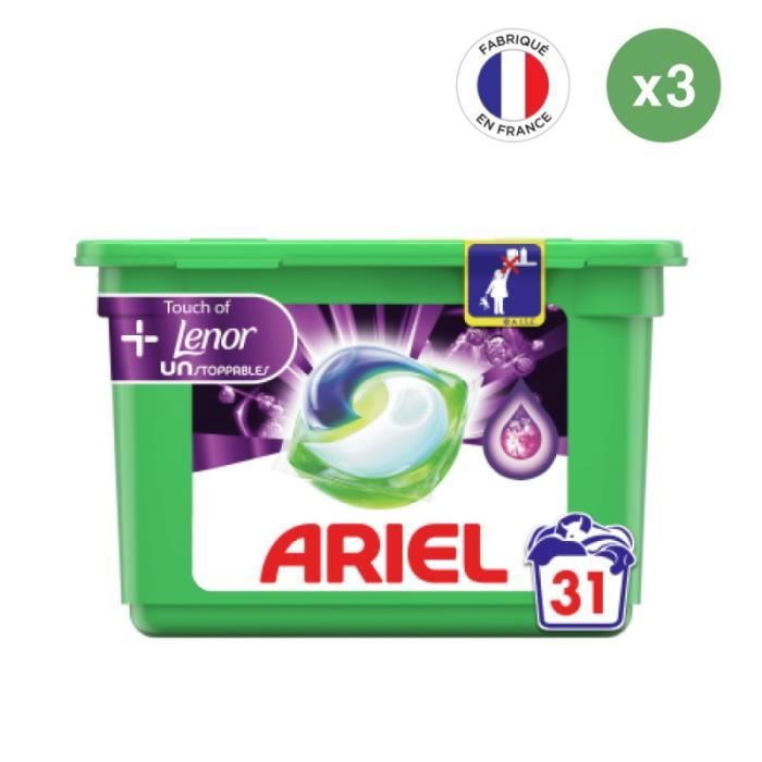 3x31 Pods Fraîcheur de Touche de Lenor, Lessive En Capsules Ariel ...