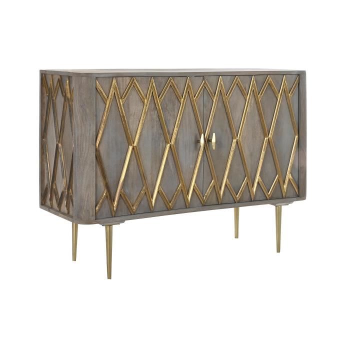 Buffet doré métal bois de manguier - Cdiscount Maison