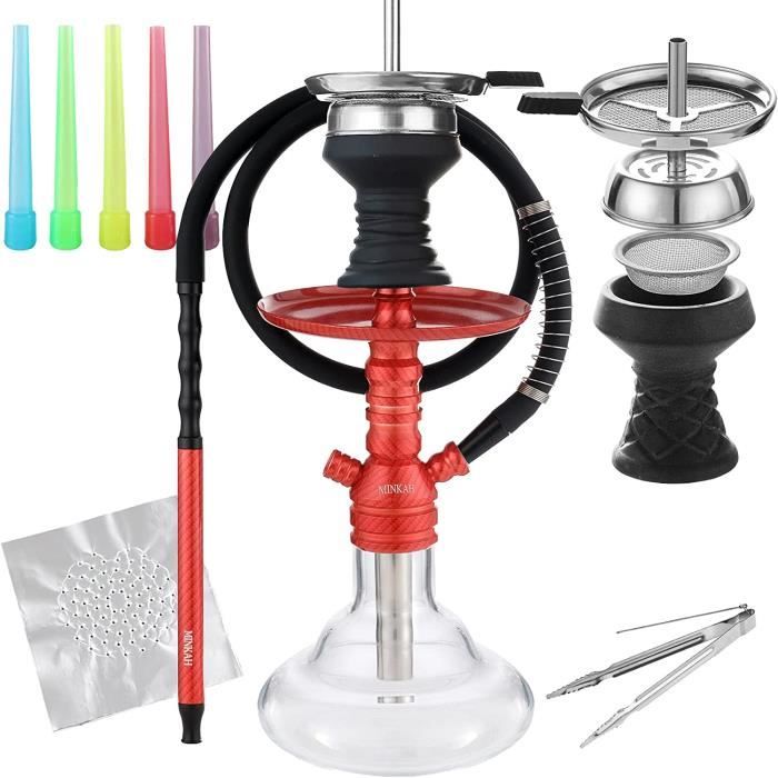 Chicha Kit Complet Motif en Fibre de Carbone Shisha avec Silicone Tuyau ...