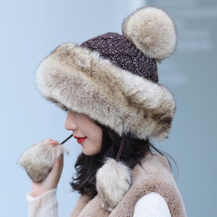 Chapeau - bob,Chapeau d'hiver épais et chaud russe pour femme,couvre ...